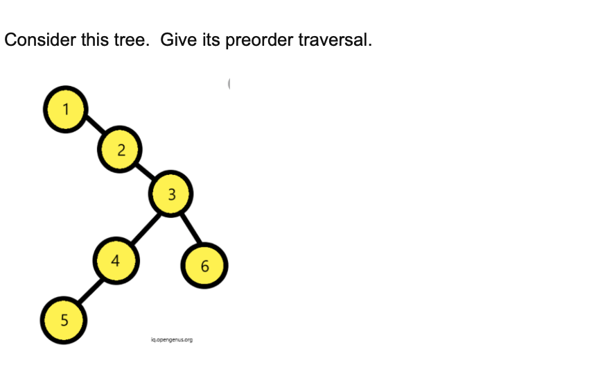 Solved Consider this tree. Give its preorder traversal. 2 3 | Chegg.com