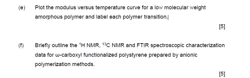 Solved (e) ﻿Plot the modulus versus temperature curve for a | Chegg.com