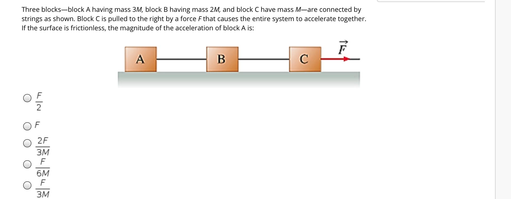 Solved Three blocks-block A having mass 3M, block B having | Chegg.com