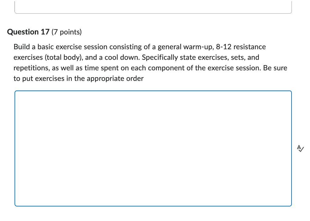 Solved Build a basic exercise session consisting of a | Chegg.com