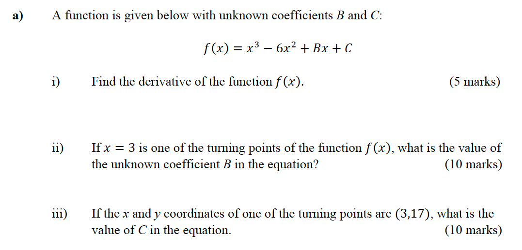 Solved A Function Is Given Below With Unknown Coefficients B