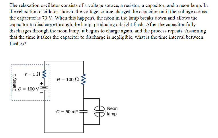 Solved The relaxation oscillator consists of a voltage | Chegg.com
