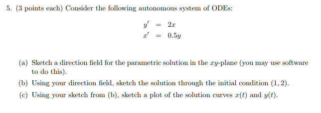 Solved 5. (3 points each) Consider the following autonomous | Chegg.com