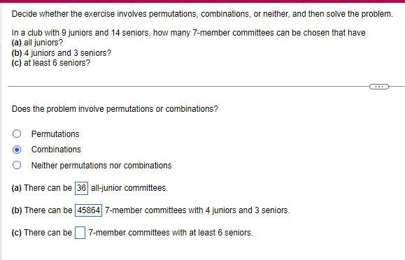 Solved Decide whether the exercise involves permutations, | Chegg.com