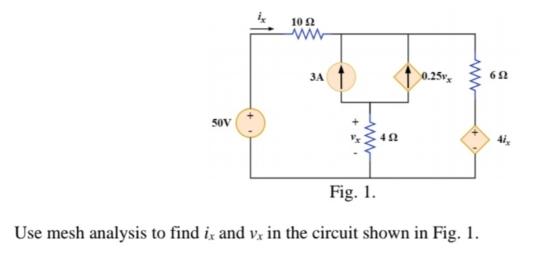 Solved Use mesh analysis to find ix and vx in the circuit | Chegg.com