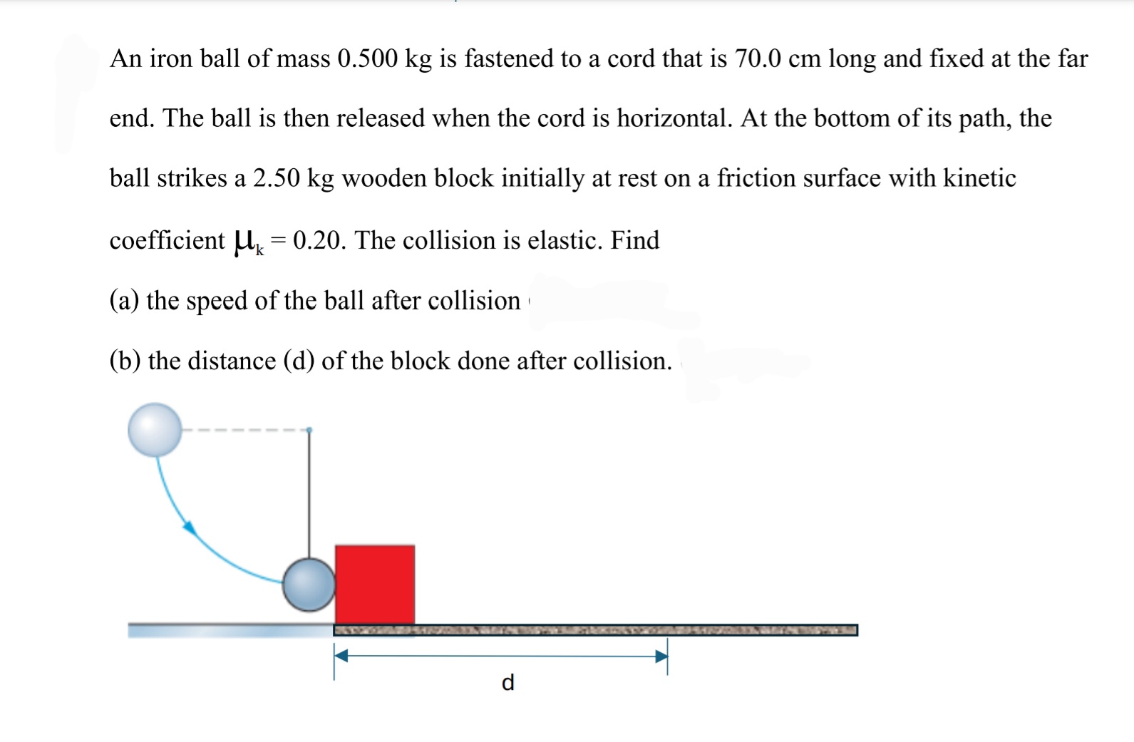 Solved An iron ball of mass 0.500 ﻿kg is fastened to a cord | Chegg.com