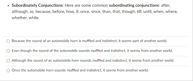 Solved · Subordinately Conjunctions: Here are some common | Chegg.com