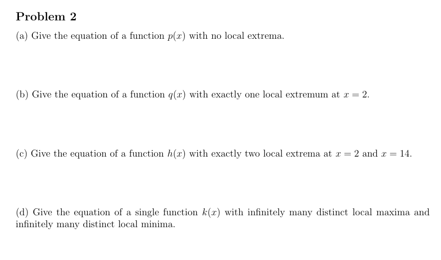 Solved Problem 2 (a) Give the equation of a function p(x) | Chegg.com