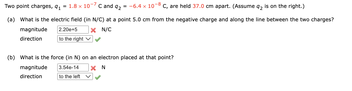 Solved Two point charges, q1=1.8×10-7C ﻿and | Chegg.com