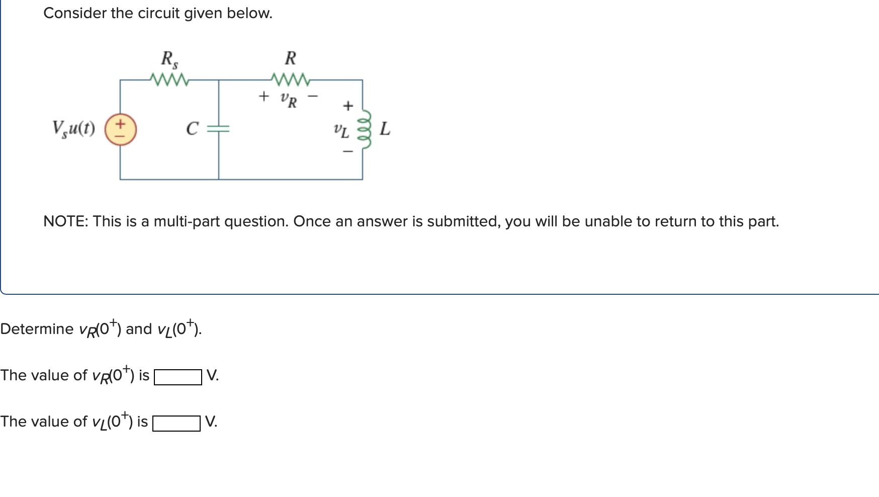 Solved Consider the circuit given below. RE R + VR + г V | Chegg.com
