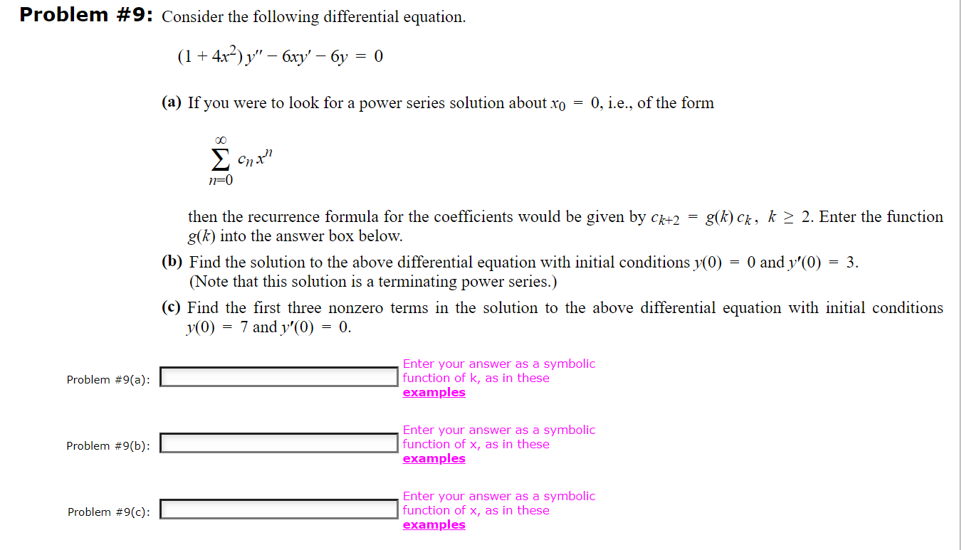 Solved Problem #9: Consider the following differential | Chegg.com