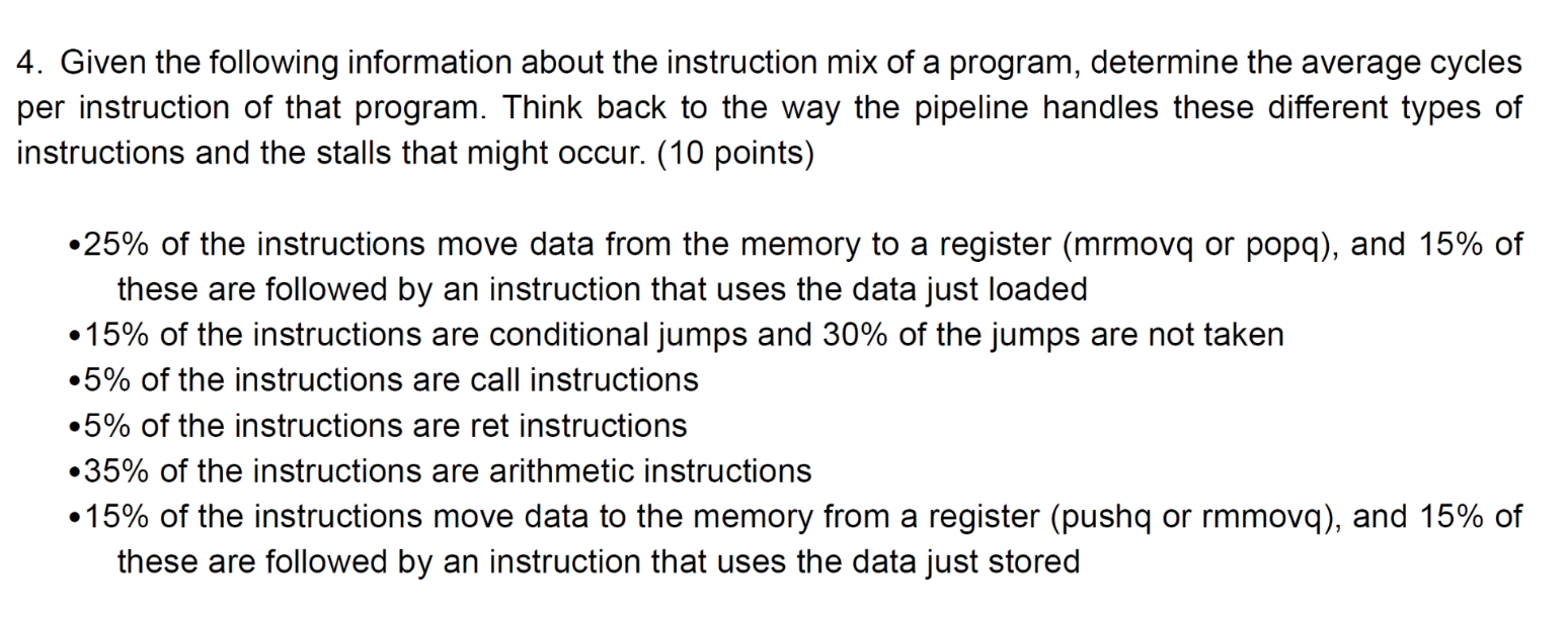 4. Given the following information about the | Chegg.com