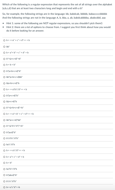 Solved Which of the following is a regular expression that | Chegg.com