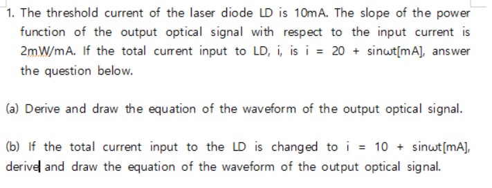 Solved The threshold current of the laser diode LD ﻿is 10mA. | Chegg.com