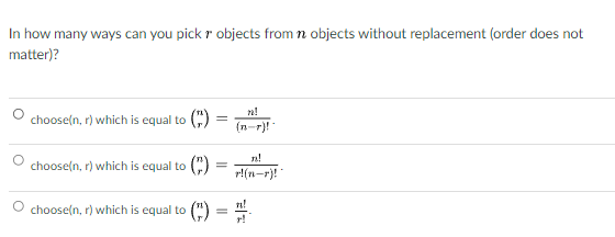 Solved In how many ways can you pick r objects from n | Chegg.com