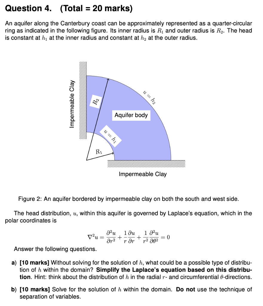Solved Question 4. (Total = 20 marks) An aquifer along the | Chegg.com