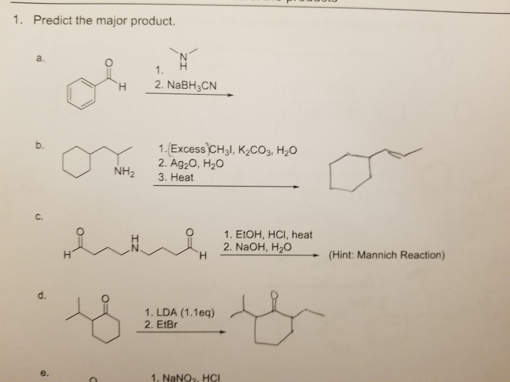 Solved e. 1. NaNO2, HCI 2. KOH, H2O NH2 3. H2C-CH2 1. Ni, H2 | Chegg.com