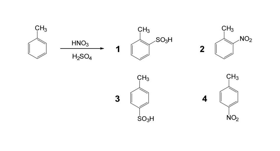 Solved CH3 CH3 SO3H CH3 NO2 HNO3 1 2 H2SO4 CH3 CH3 3 4 SO3H | Chegg.com