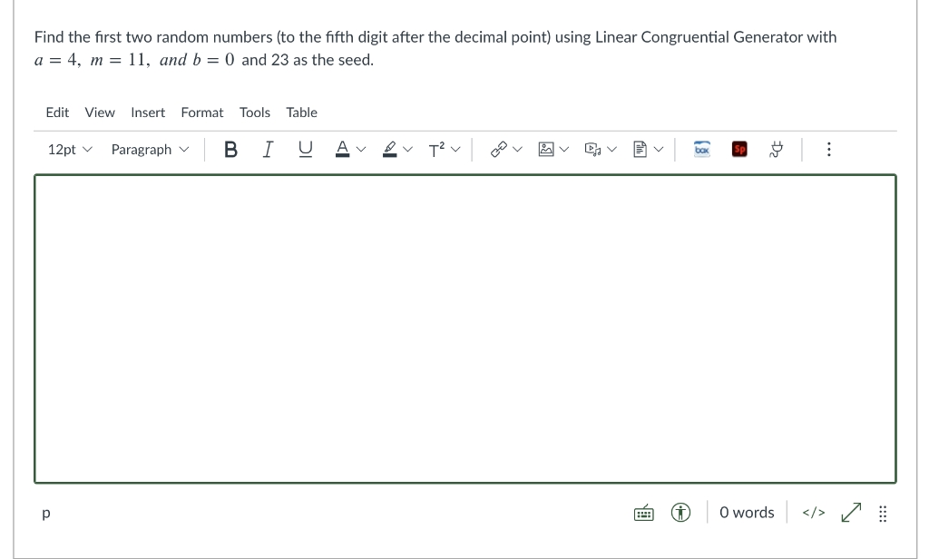 Solved Find the first two random numbers (to the fifth digit | Chegg.com