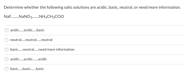 Solved Determine whether the following salts solutions are | Chegg.com