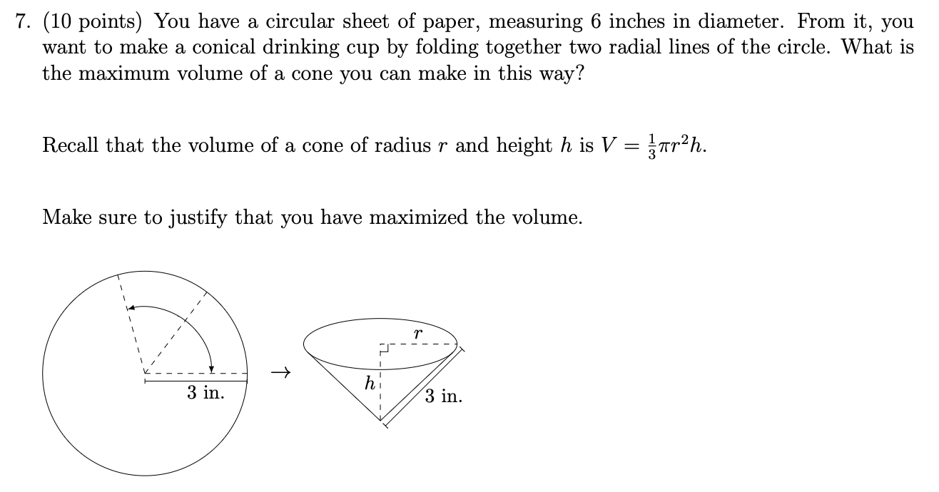 Solved 7 10 Points You Have A Circular Sheet Of Paper