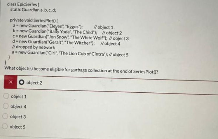 Solved class EpicSeries Istatic Guardian a, ﻿b, ﻿c, | Chegg.com