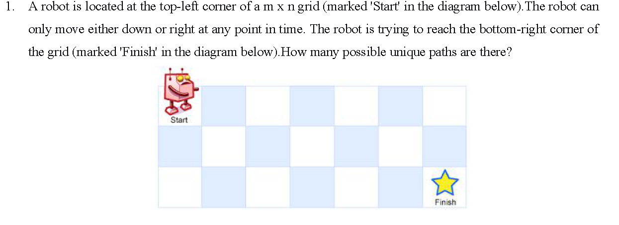 Solved 1. A robot is located at the top-left corner of a m x | Chegg.com