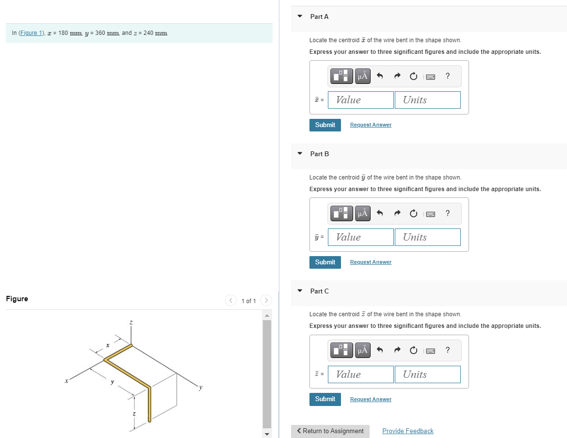 Solved In (Figure 1), x=180 mm,y=360 mm, and z=240 mm. | Chegg.com