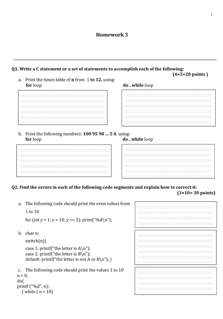 Solved Homework 3 Q1. Write a C statement or a set of | Chegg.com
