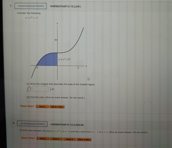 Solved -/0.34722222222 POINTS HARMATHAP12 13.2.041. Consider | Chegg.com