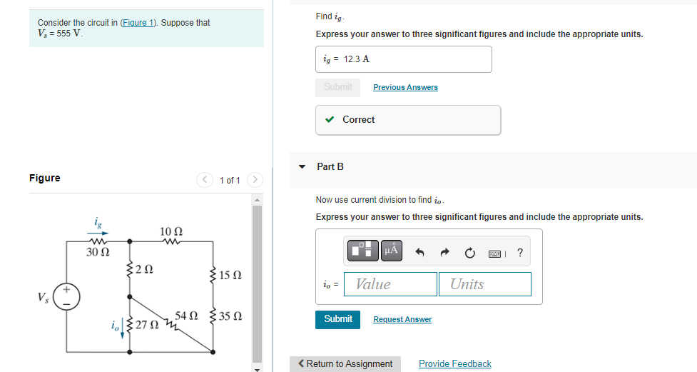 Solved Consider the circuit in VB=555 V Find ig. Express | Chegg.com