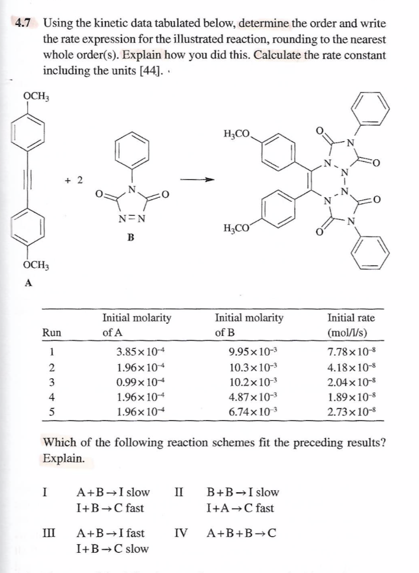 Solved 4.7 Using the kinetic data tabulated below, determine | Chegg.com