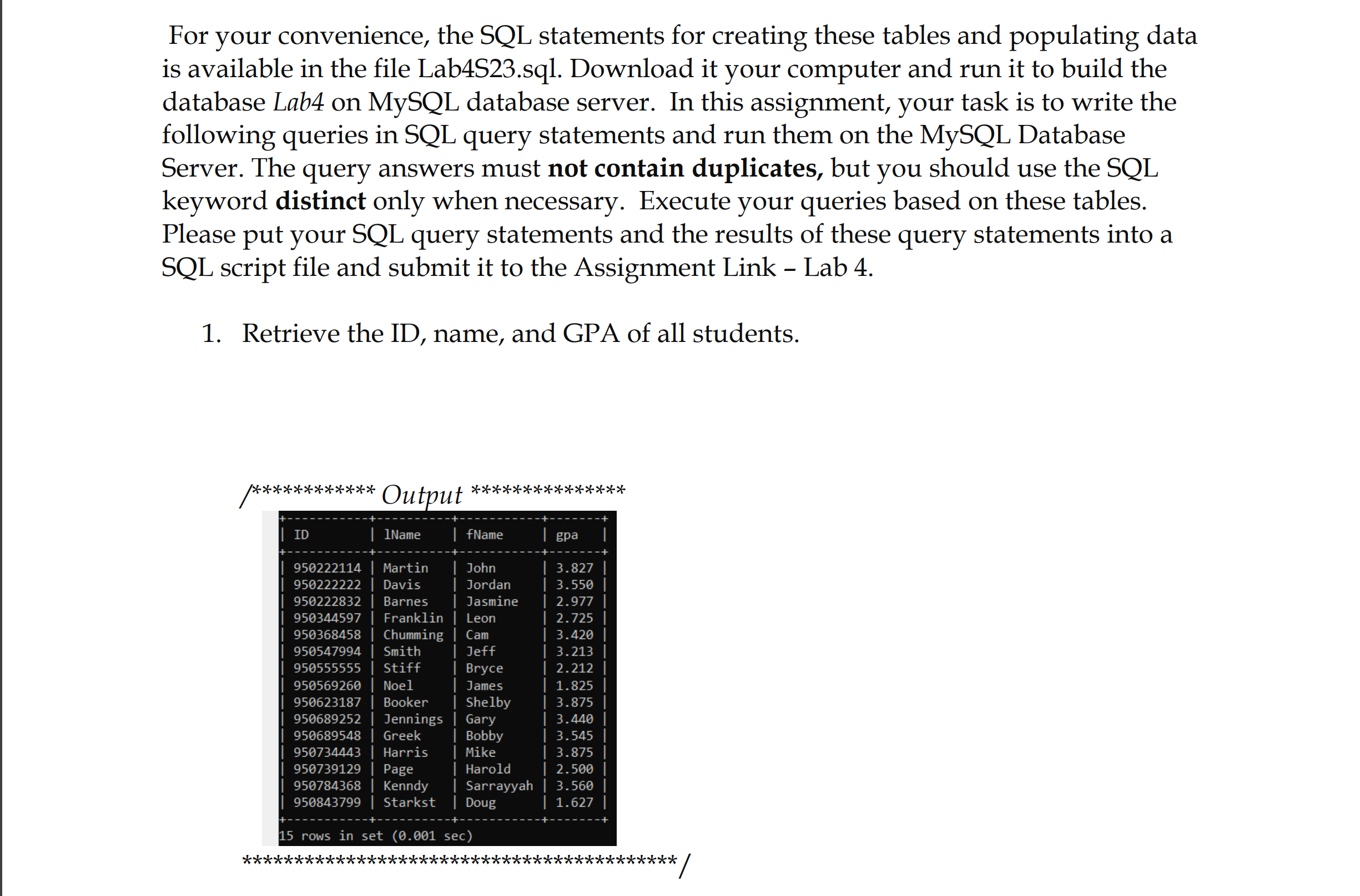 Solved Lab Instructions: You should work individual for this | Chegg.com