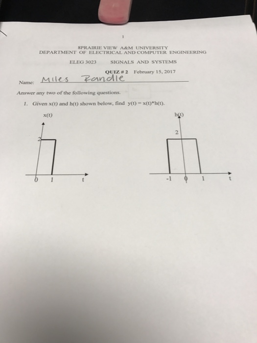 Solved Given x(t) and h(t) shown below, find y(t) = | Chegg.com