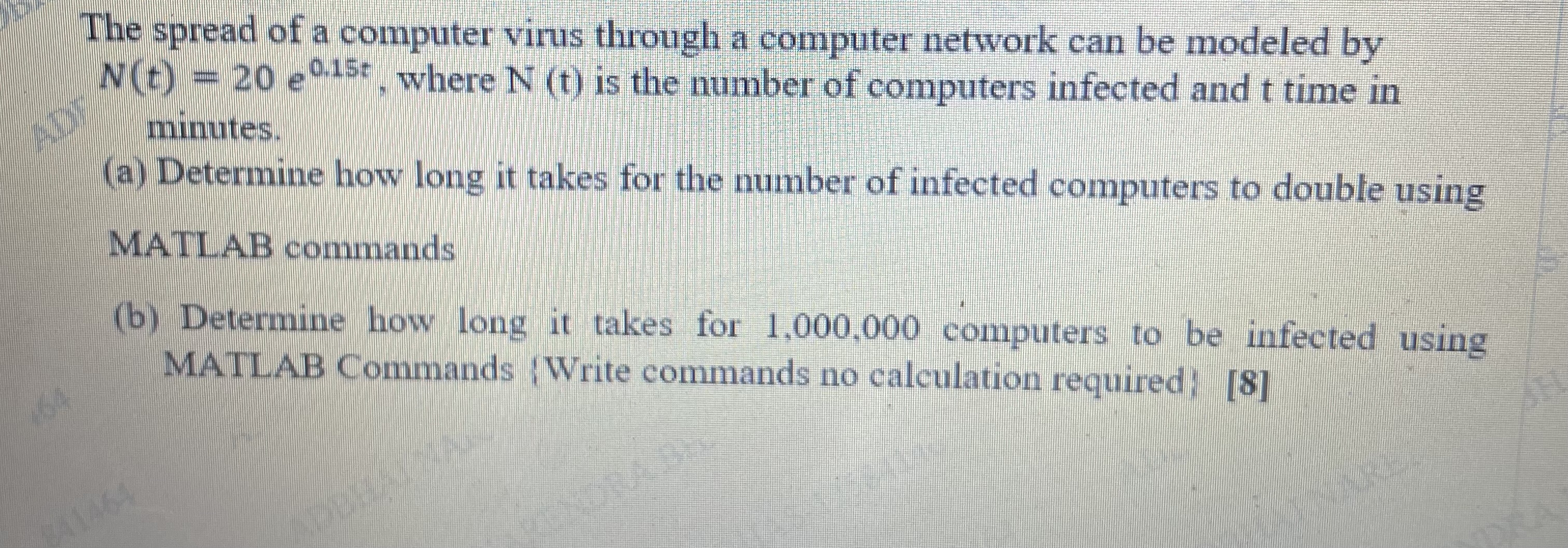 Solved The spread of a computer virus through a computer | Chegg.com