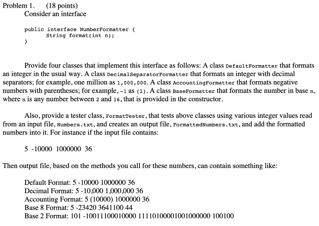 Solved Problem (18 points) Consider an interface public | Chegg.com