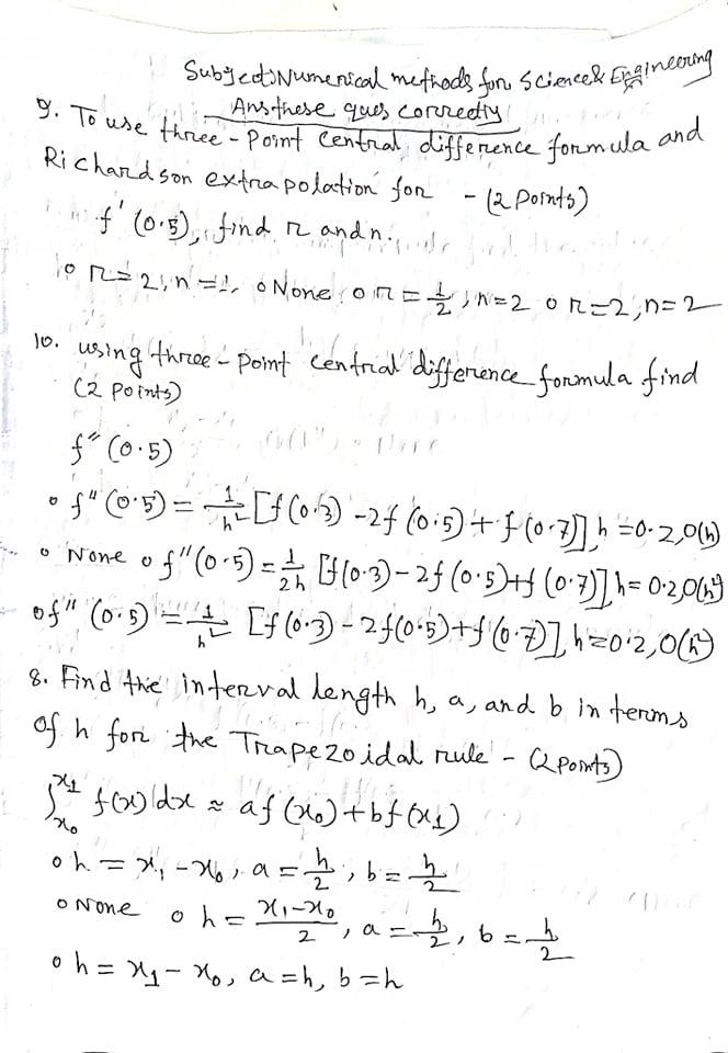 Solved Subjects Numerical methods fon Science & Engineering | Chegg.com
