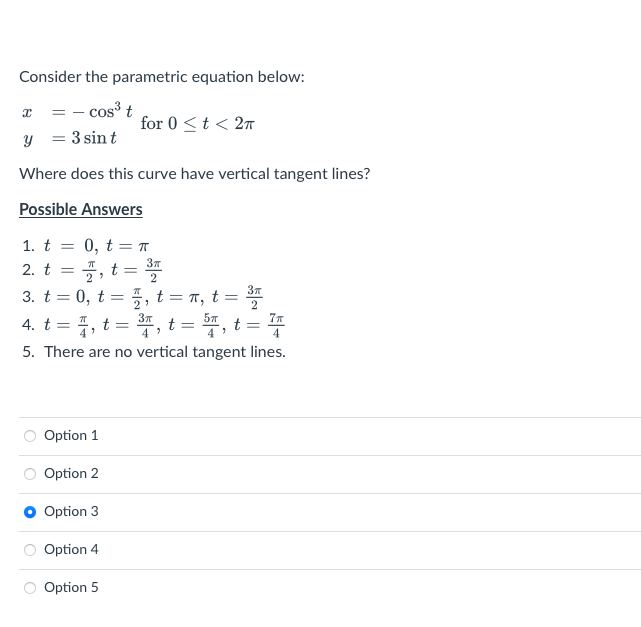 Solved Consider the parametric equation below: 3 = -cost for | Chegg.com
