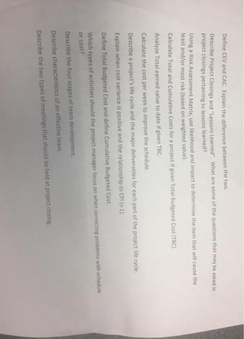 Solved Define CEV and CAC. Explain the difference between | Chegg.com