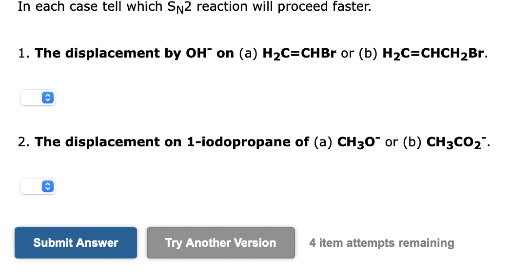 Solved In each case tell which Sn2 reaction will proceed | Chegg.com