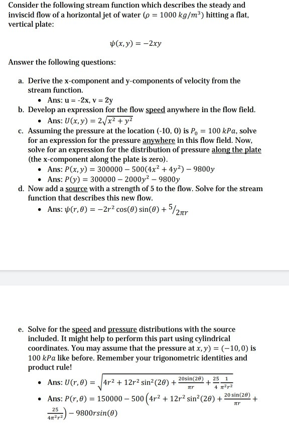 Solved Consider the following stream function which | Chegg.com