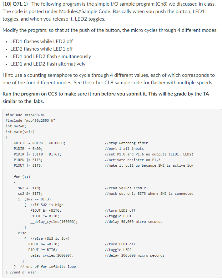 Solved This uses MSP430 Microcontroller Code Composer Studio | Chegg.com