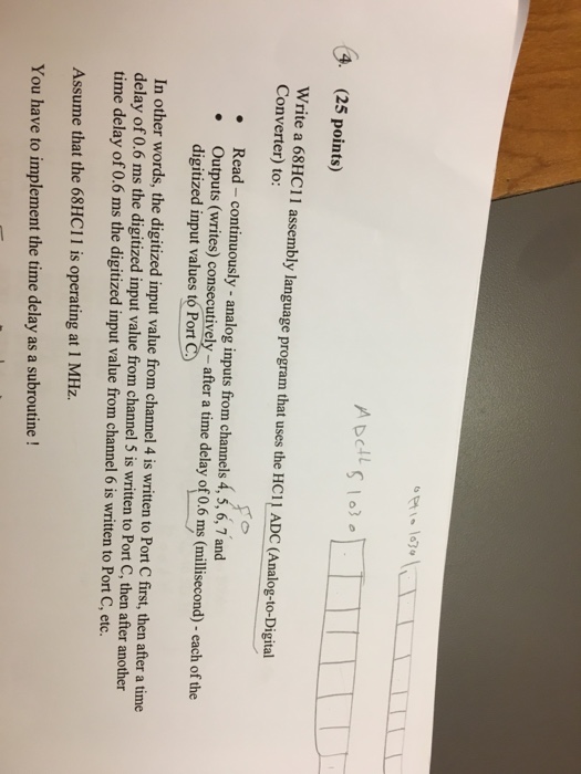 Solved (25 points) Write a 68HC11 assembly language program | Chegg.com