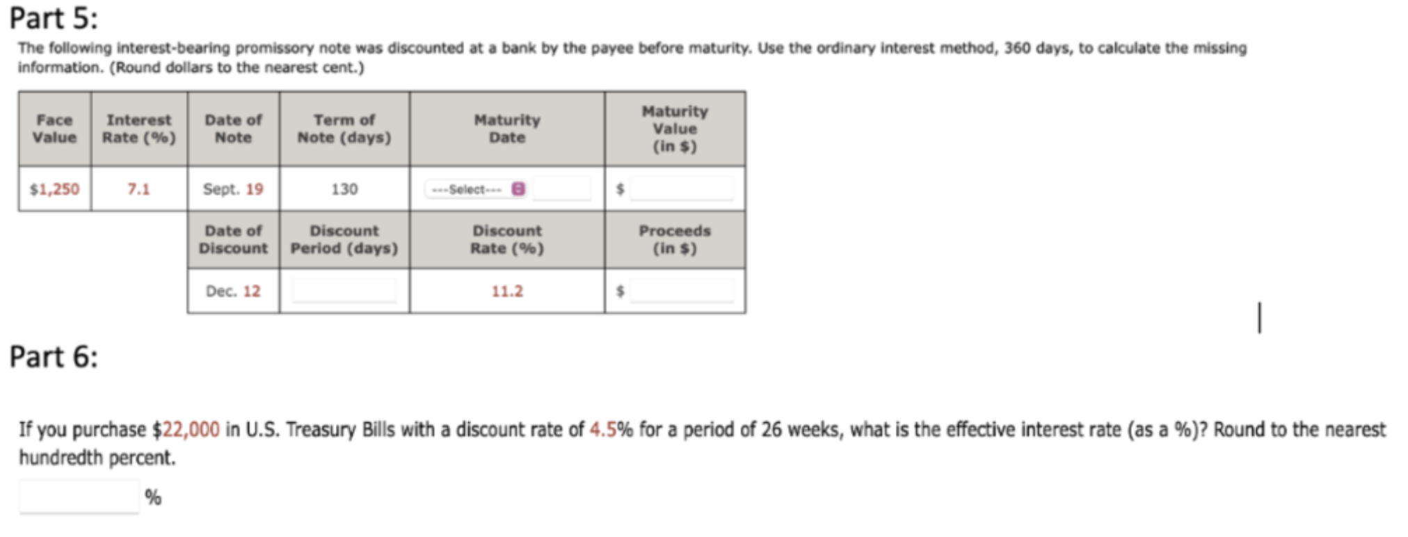 Solved Part 5: The following interest-bearing promissory | Chegg.com