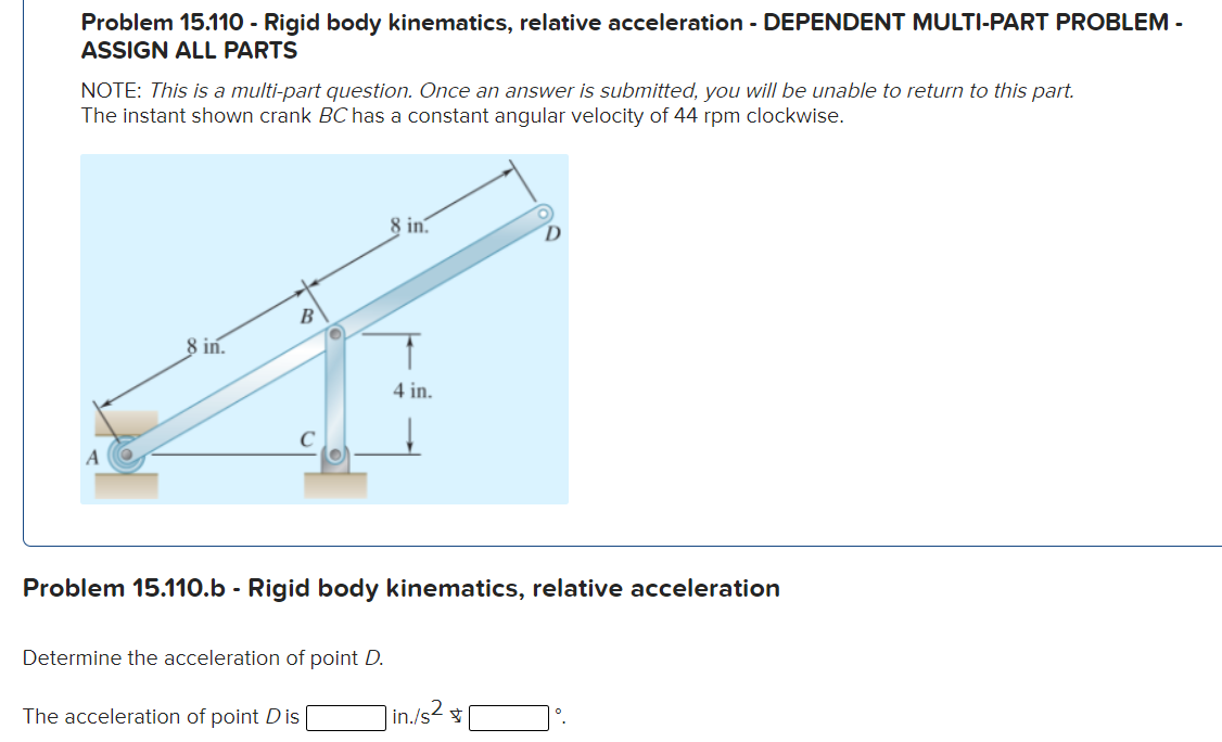 Solved Problem 15.110 - Rigid body kinematics, relative | Chegg.com