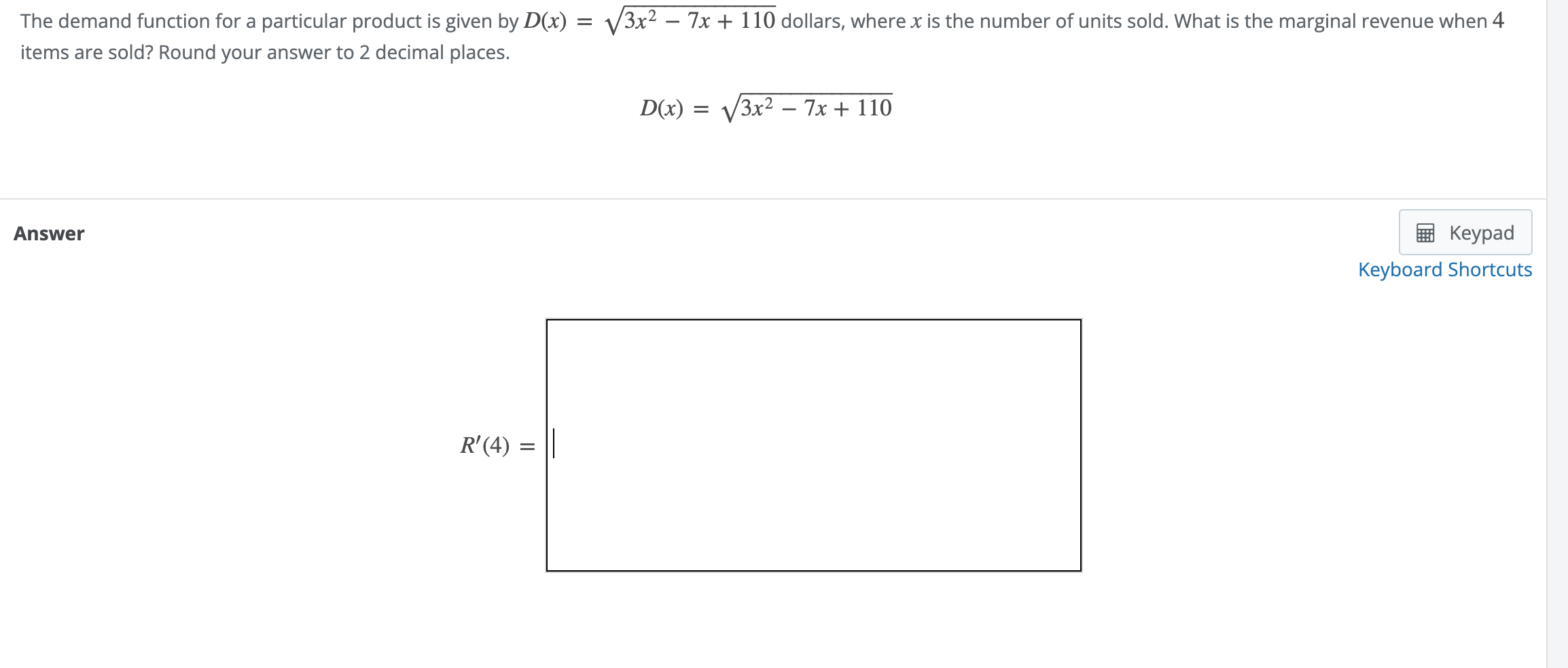 Solved The demand function for a particular product is given | Chegg.com