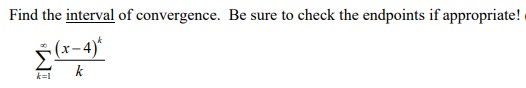 Solved Find the interval of convergence. Be sure to check | Chegg.com