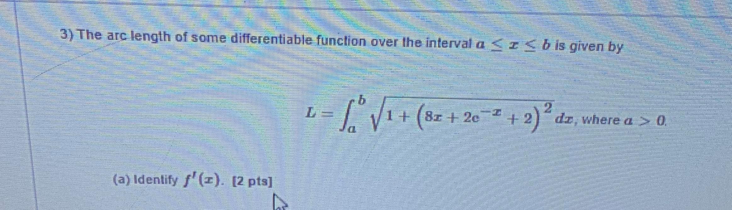 Solved 3) The arc length of some differentiable function | Chegg.com