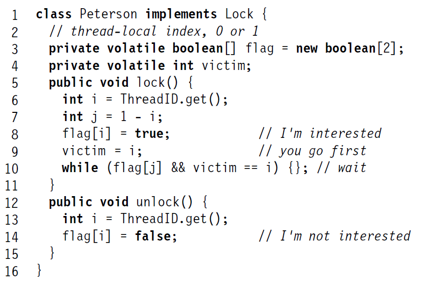 Solved 1.For the Paterson Lock algorithm below, answer the | Chegg.com