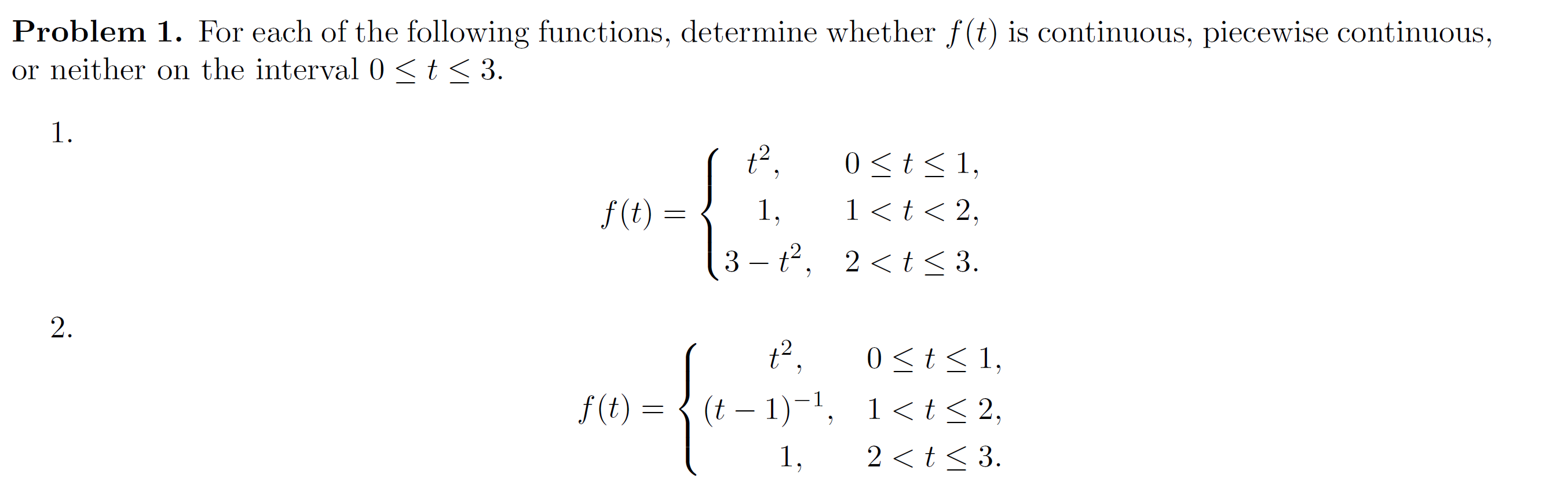 Solved Problem 1. For each of the following functions, | Chegg.com
